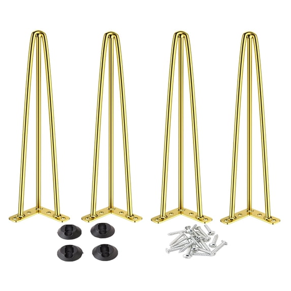 8 Inch Gold Hairpin Table Legs, 3-Rod Metal Furniture Legs for Coffee ...