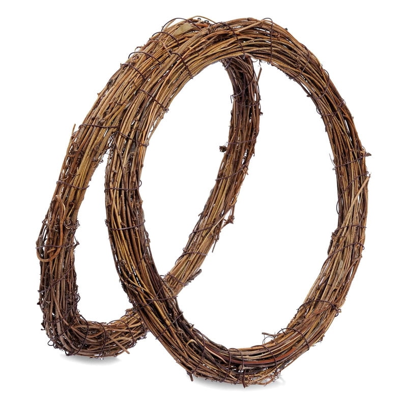 8 Inch Grapevine Wreath, 2Pcs Rattan Branch Wreath Frame Plain Wreaths ...