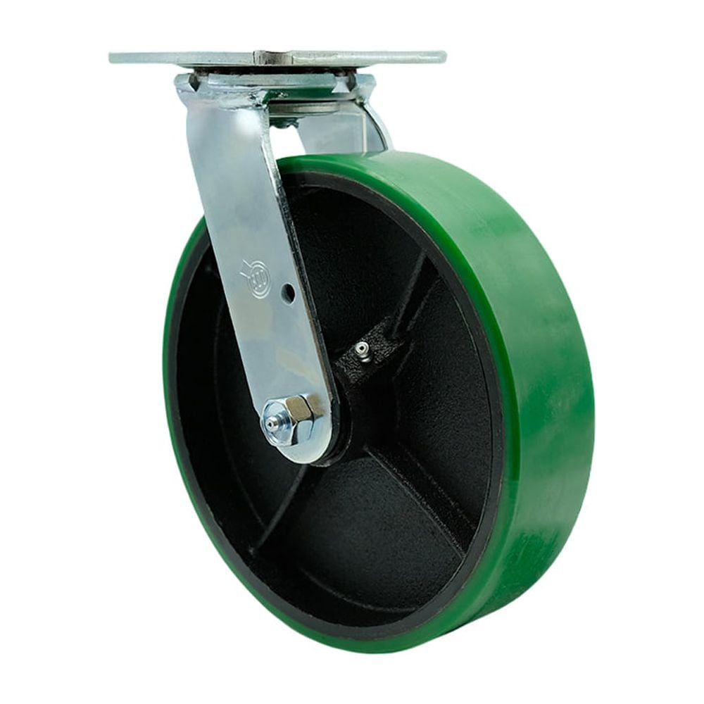 8 Inch Green Poly on Cast Iron Wheel Swivel Caster with Roller Bearing ...