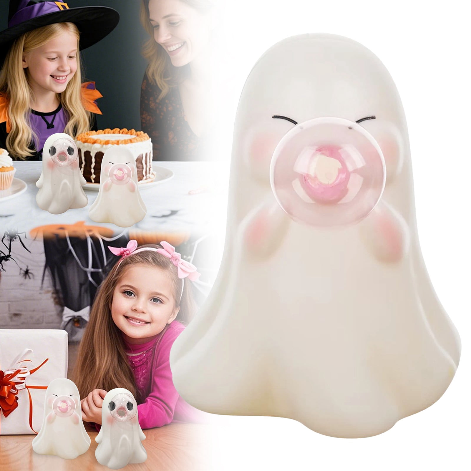 8 Inch Halloween Ghost Figurine With Bubble, Cute Resin Ghost Statue ...