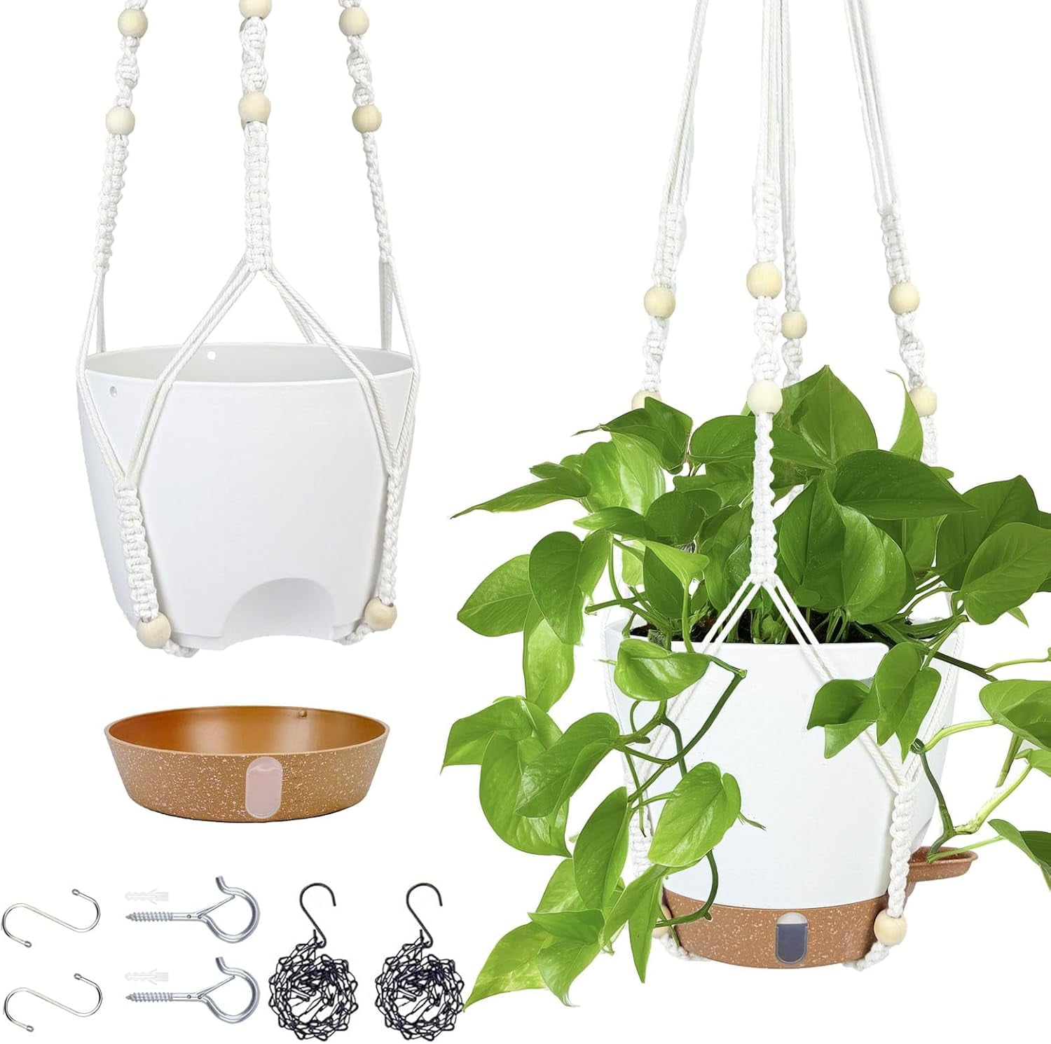8 Inch Hanging Planter for Indoor Plants, 2 Pack Self-Watering Flower ...