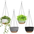 8 Inch Hanging Planters for Indoor Outdoor Plants, 4 Pack Plastic Self ...
