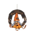 8 Inch Happy Halloween Wreath Rattan Ghost Festival Door Garland Spooky ...