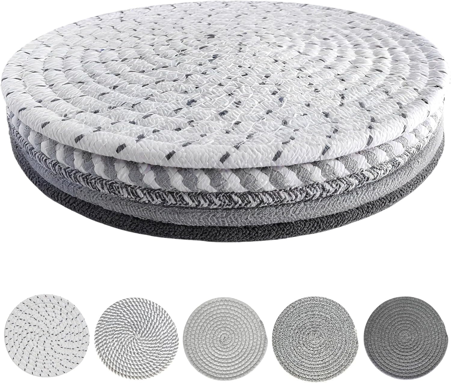 8 Inch Heat Resistant Trivets for Hot Dishes, 5-Pack Cotton Woven Pot ...