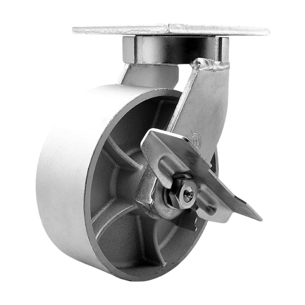 8 Inch Heavy Duty Semi Steel Cast Iron Caster with Brake and Swivel ...