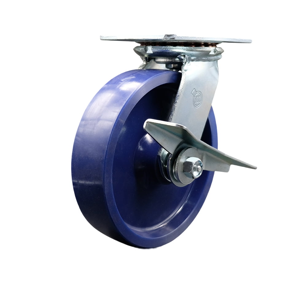 8 Inch Heavy Duty Solid Poly Caster with Roller Bearing and Brake ...