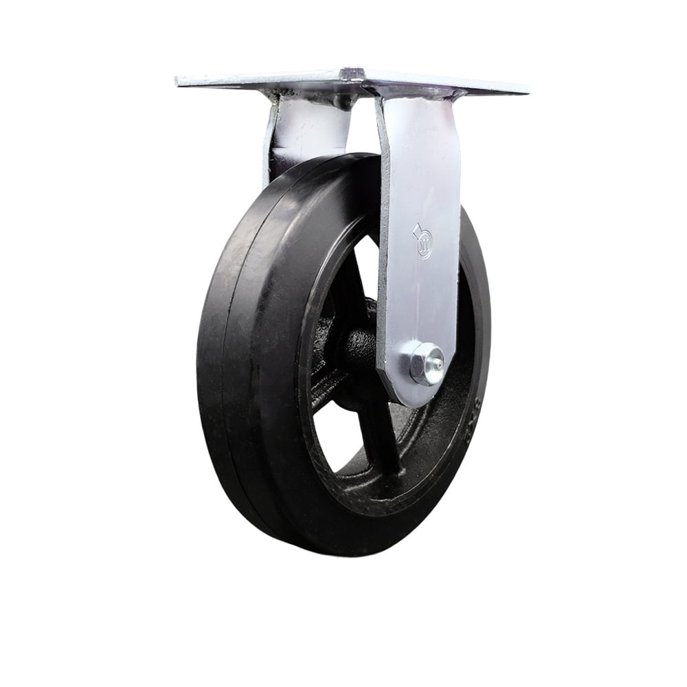 8 Inch Heavy Duty Top Plate Rubber on Steel Rigid Caster with Roller ...