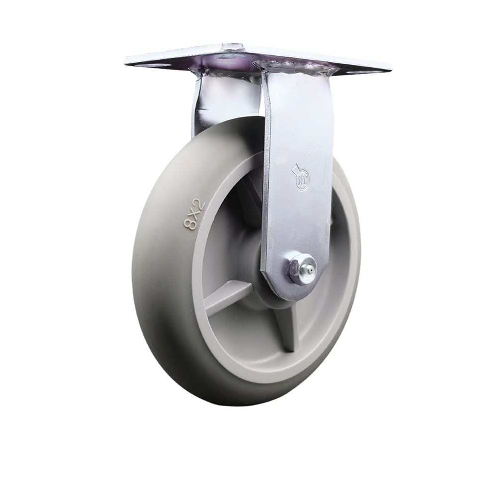 8 Inch Heavy Duty Top Plate Thermoplastic Rubber Rigid Caster with Ball ...
