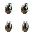 8 Inch High Temp Phenolic Caster Set with Roller Bearings 2 Brakes 2 ...