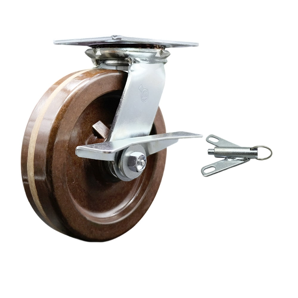 8 Inch High Temp Phenolic Caster with Roller Bearing and Brake/Swivel ...