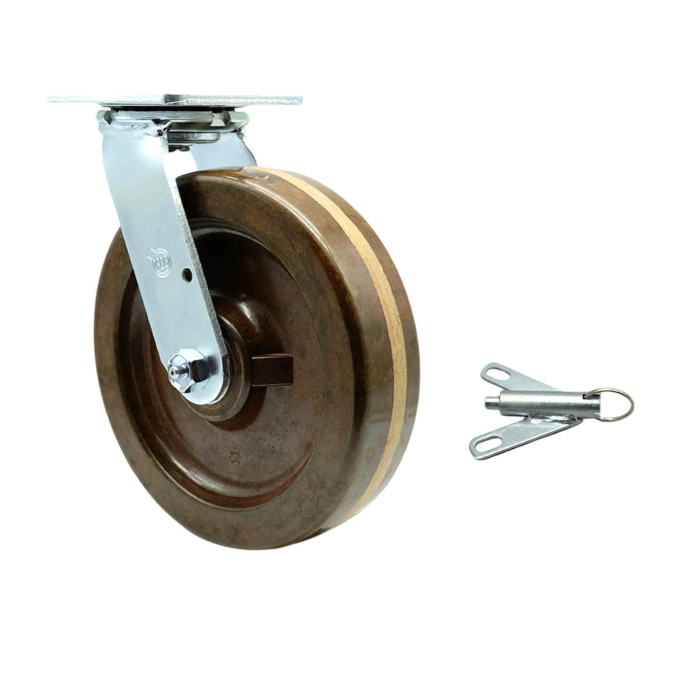 8 Inch High Temp Phenolic Swivel Caster with Bronze Bearing and Swivel ...