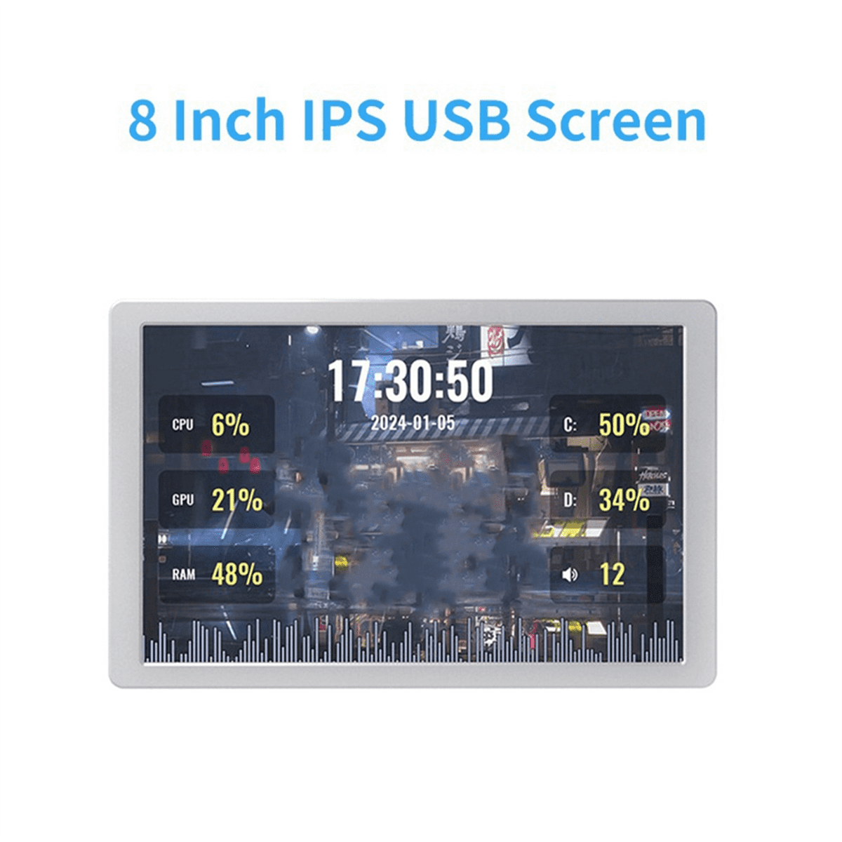 8 Inch IPS USB Monitor 1280x800 Type-C LCD PC Case Secondary Screen IPS ...