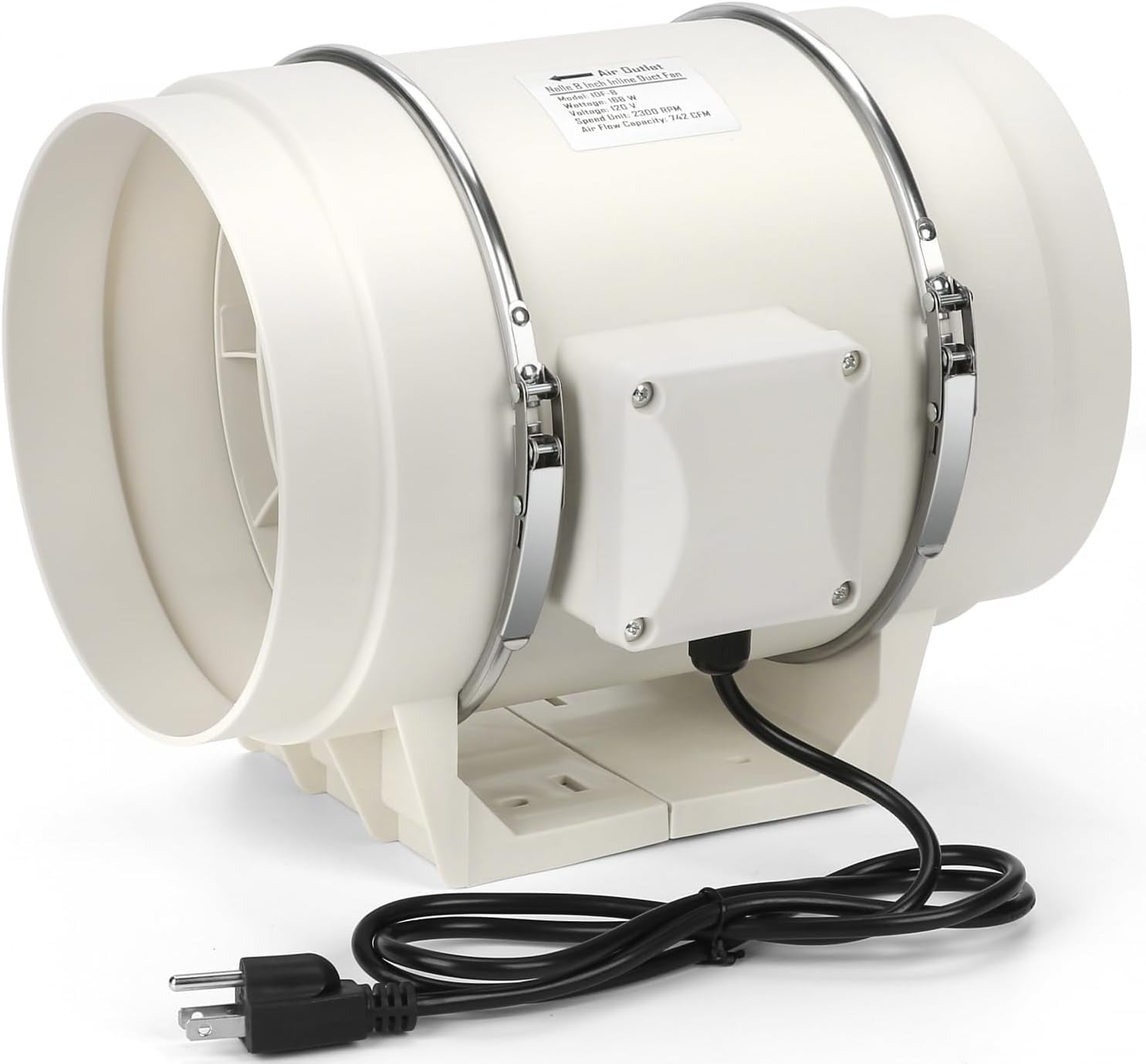 8 Inch Inline Duct Fan 168W 740 CFM Ventilation Exhaust Blower Fans ...