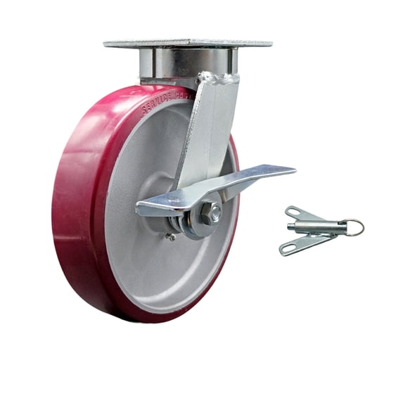 8 Inch KP Poly on Aluminum Swivel Caster with Ball Bearing and Brake ...