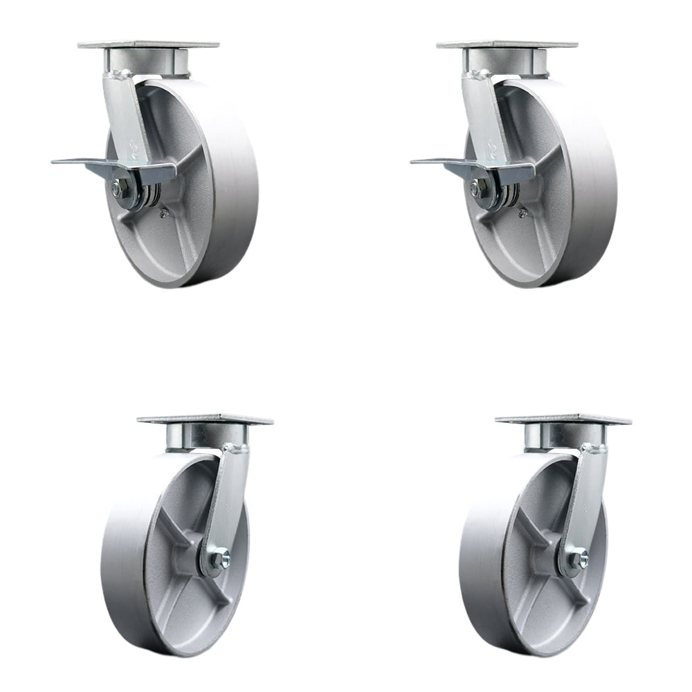 8 Inch KP Semi Steel Cast Iron Caster Set w/Bronze Bearings 4 Swivel ...