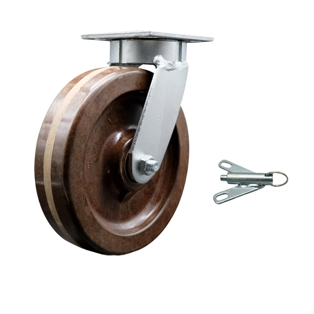 8 Inch Kingpinless High Temp Phenolic Wheel Swivel Caster with Swivel Lock SCC - Walmart.com