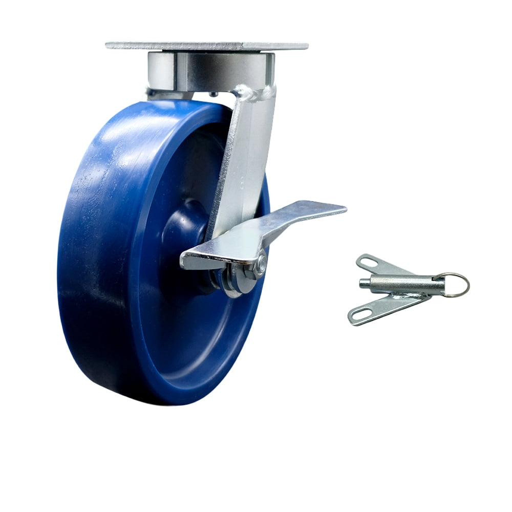 8 Inch Kingpinless Solid Poly Wheel Swivel Caster with Brake and Swivel ...