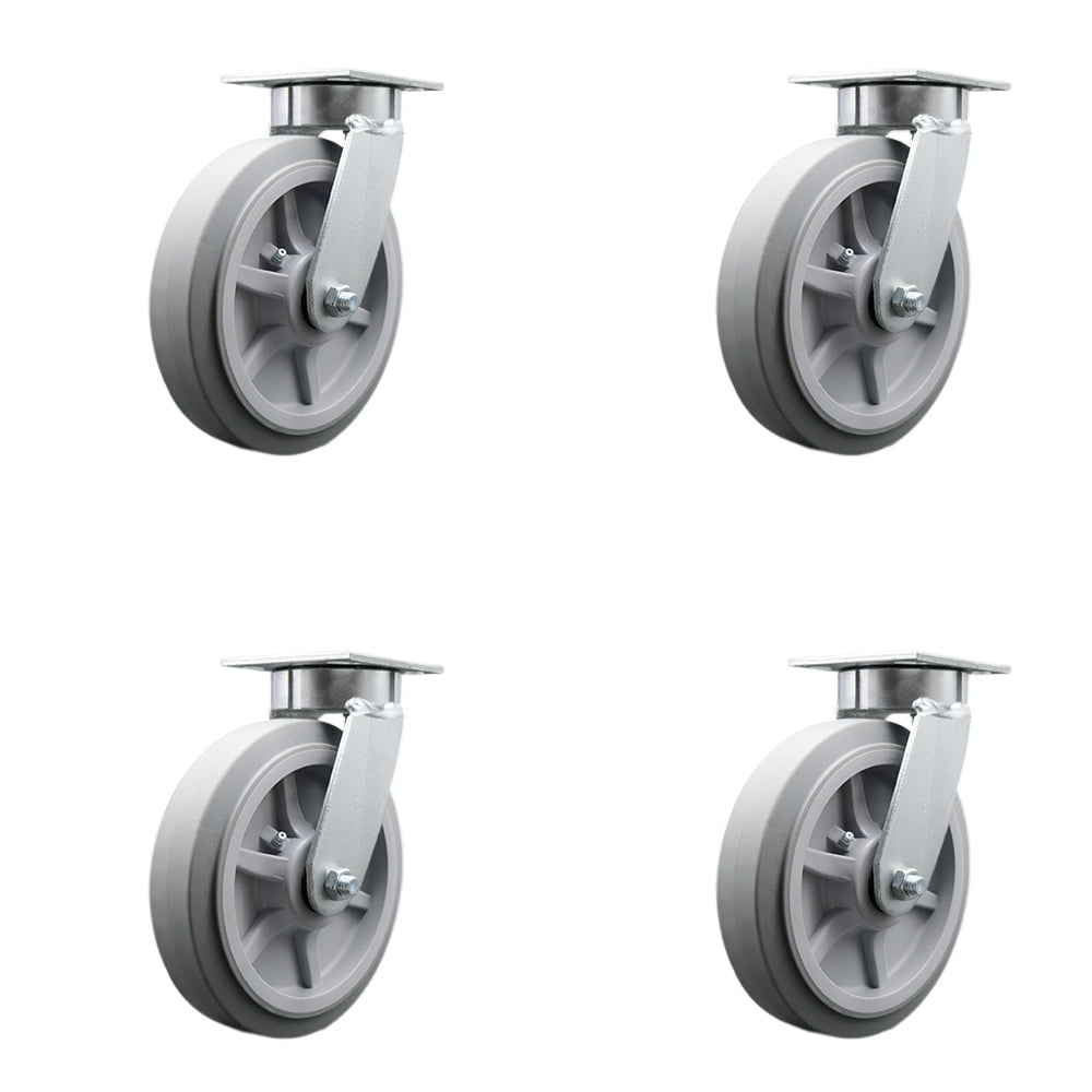 8 Inch Kingpinless Thermoplastic Rubber Wheel Swivel Top Plate Caster ...