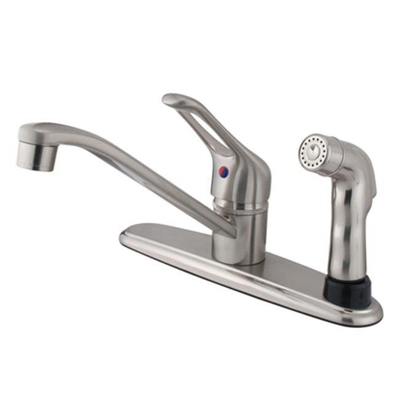 8 Inch Kitchen Faucet With Sprayer Mount On Base - Satin Nickel Finish ...