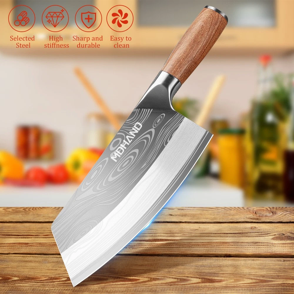 8 Inch Kitchen Knife Stainless Steel Chef Butcher Cleaver Chopping Meat ...