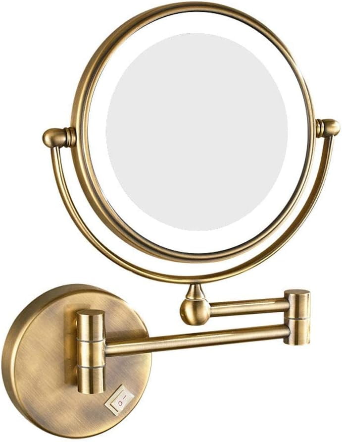 8-Inch LED Lighted Wall Mount Makeup Mirror, 360 Degree Swivel Bathroom ...