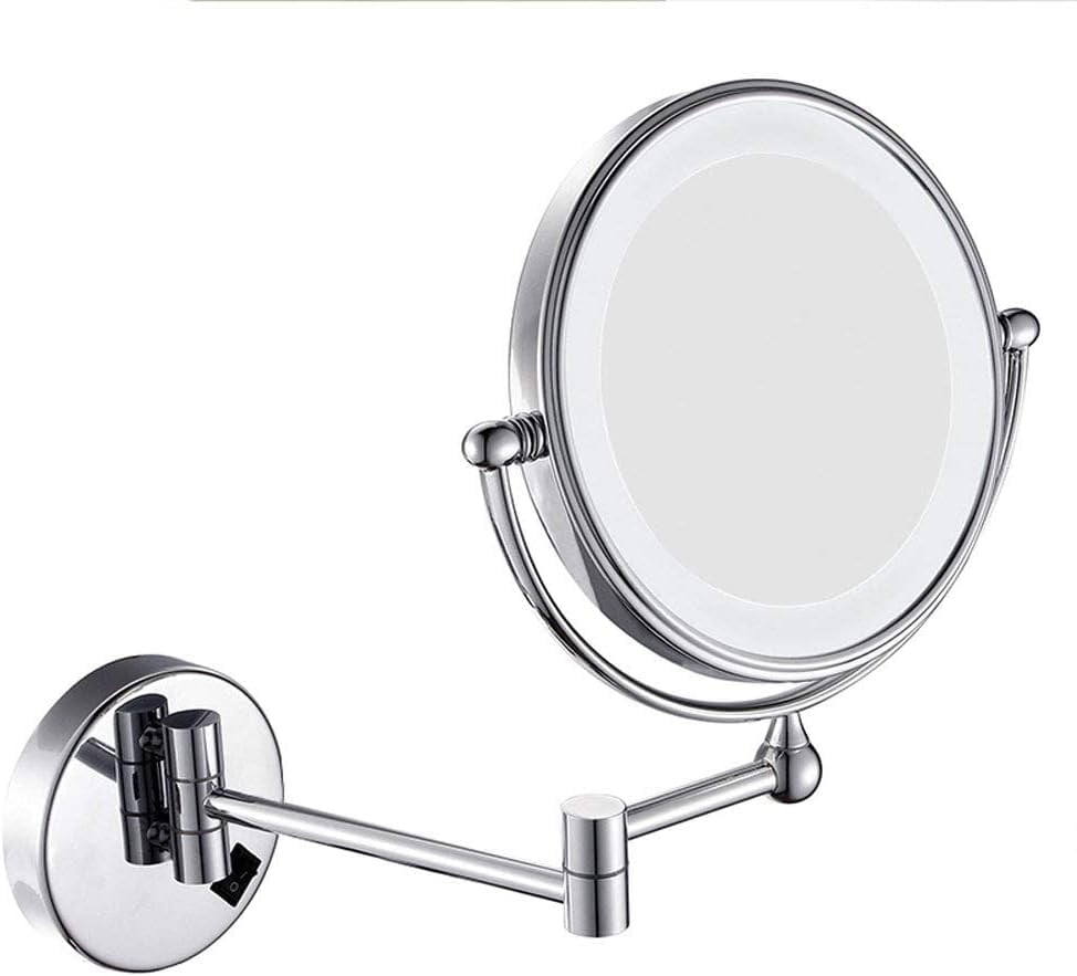 8-Inch LED Lighted Wall Mount Makeup Mirror, Two-Sided Extension Wall ...