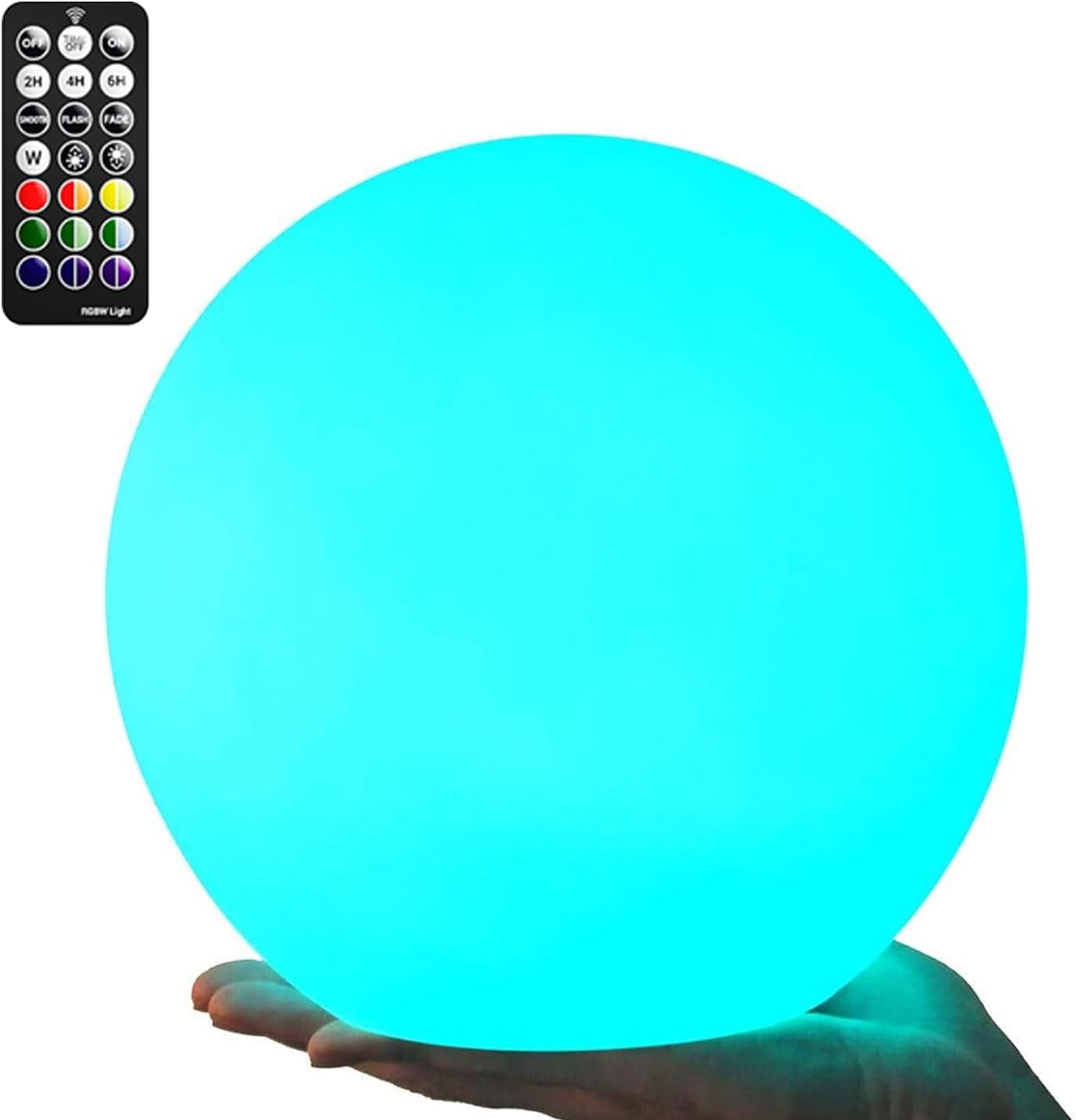 8-Inch LED Night Light Ball with 16 RGB Colors Dimmable Rechargeable ...