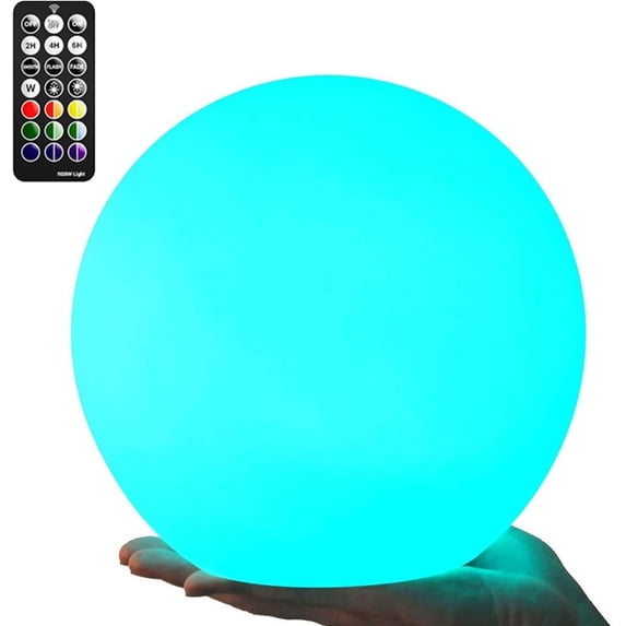 8-Inch LED Night Light Ball with 16 RGB Colors Dimmable Rechargeable ...