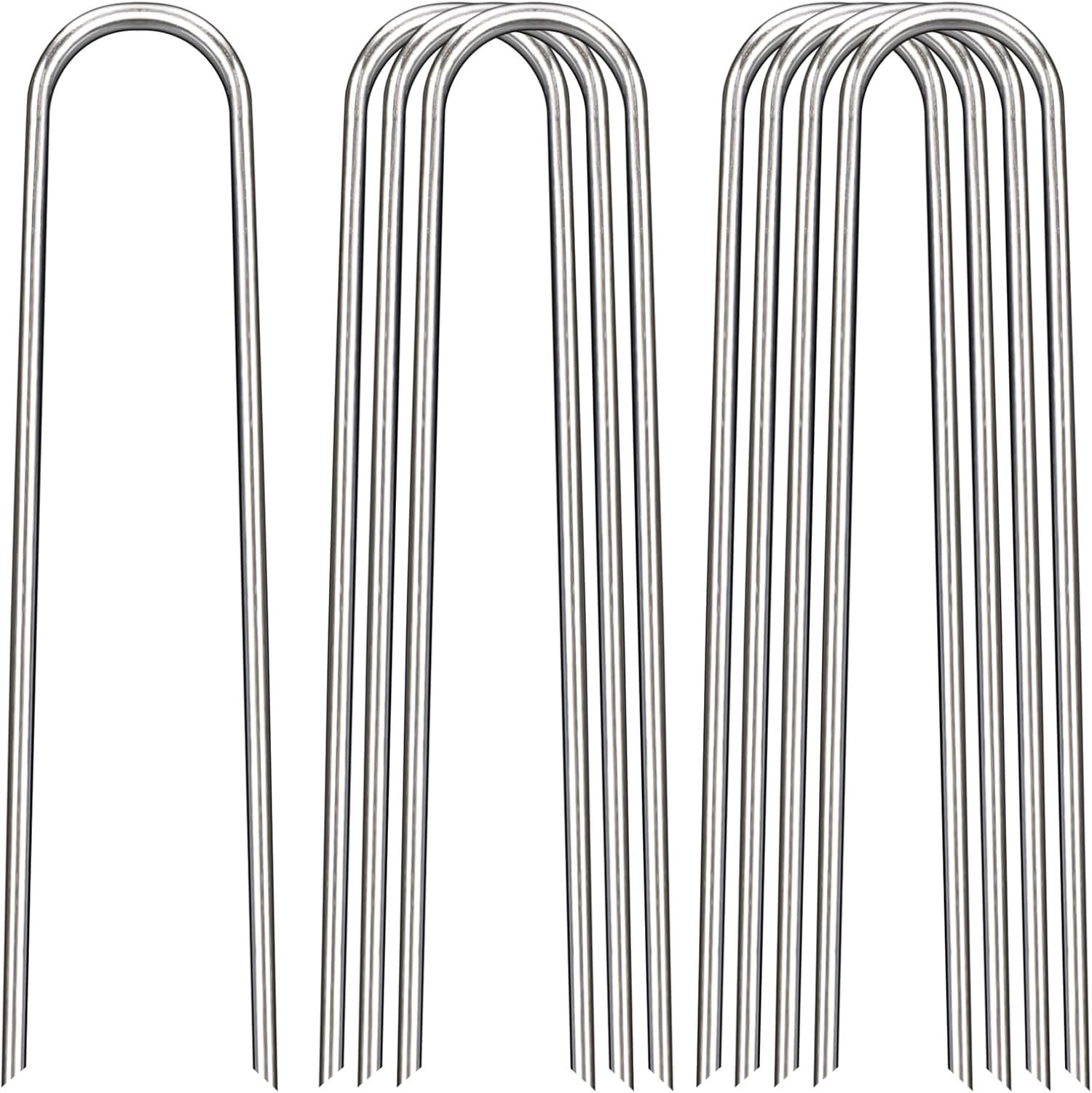 8 Inch Landscape Staples, 12/25/50/100 Pack Galvanized Garden Stakes ...
