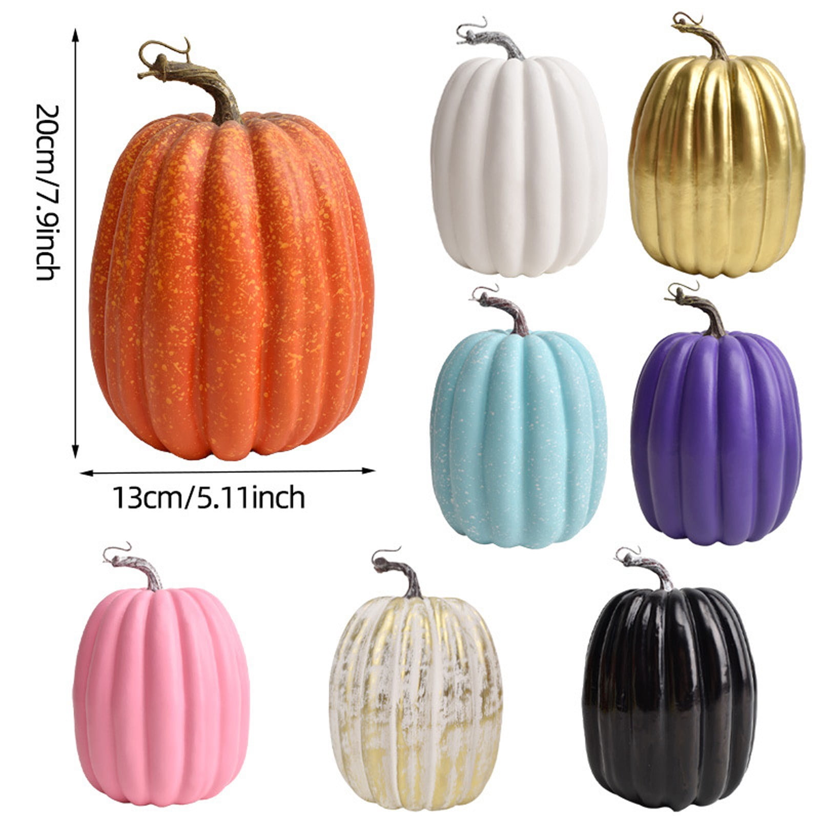 8 Inch Large Artificial Pumpkins, Big Colorful Pumpkins Faux Foam ...