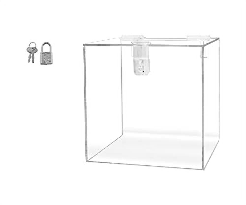8 Inch Locking Ballot Box Clear Square Cube Top Locking See Through ...
