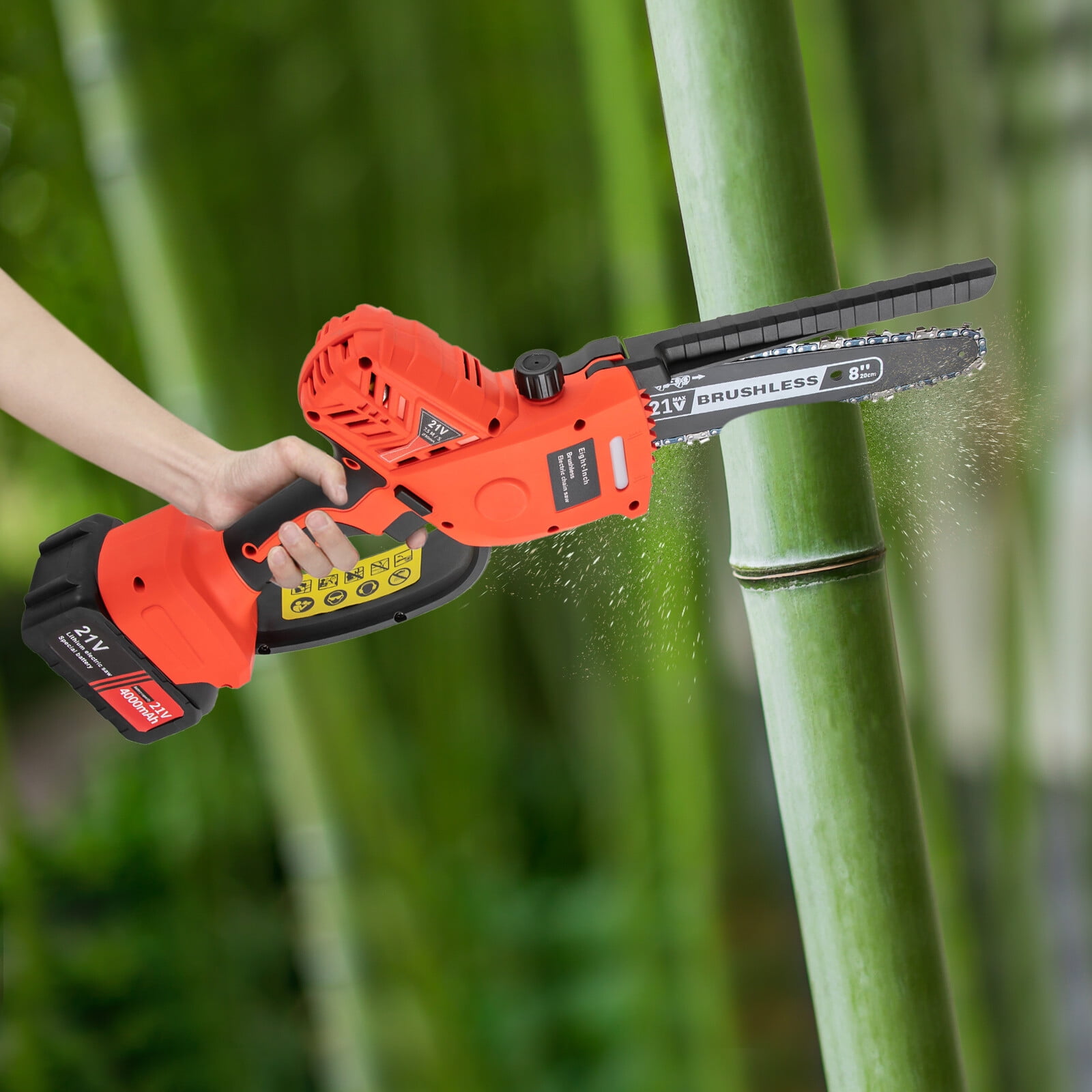 8 Inch Mini Chainsaw Cordless, Battery Chainsaw with Security Lock ...