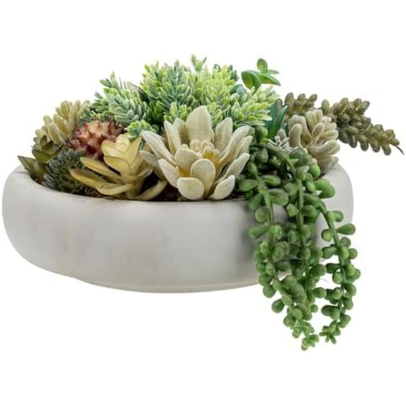 ,8 Inch Modern Artificial Succulent Arrangement in Gray Cement Plant ...