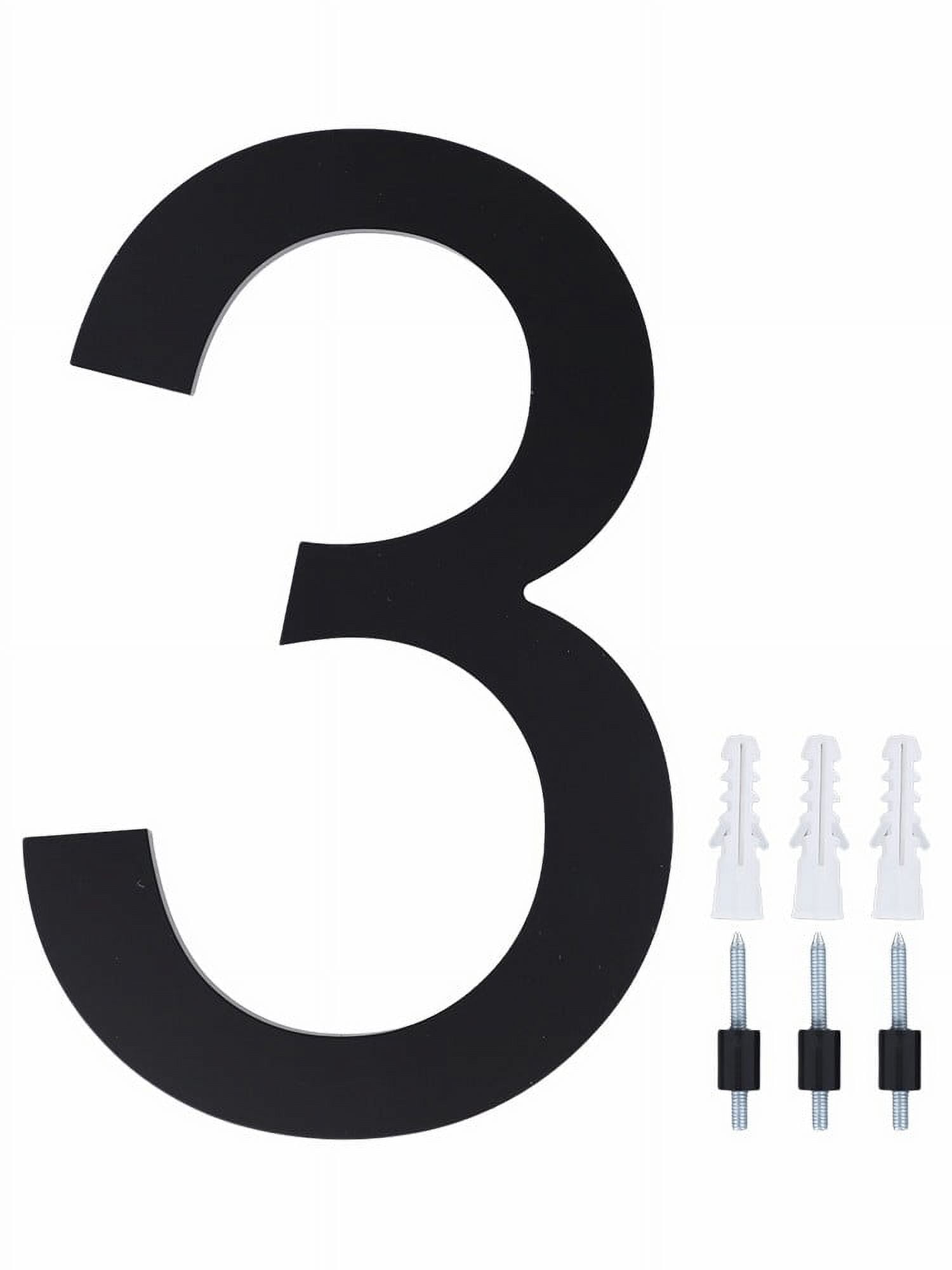8 Inch Modern Floating House Numbers Black Weather Resistant for Home ...