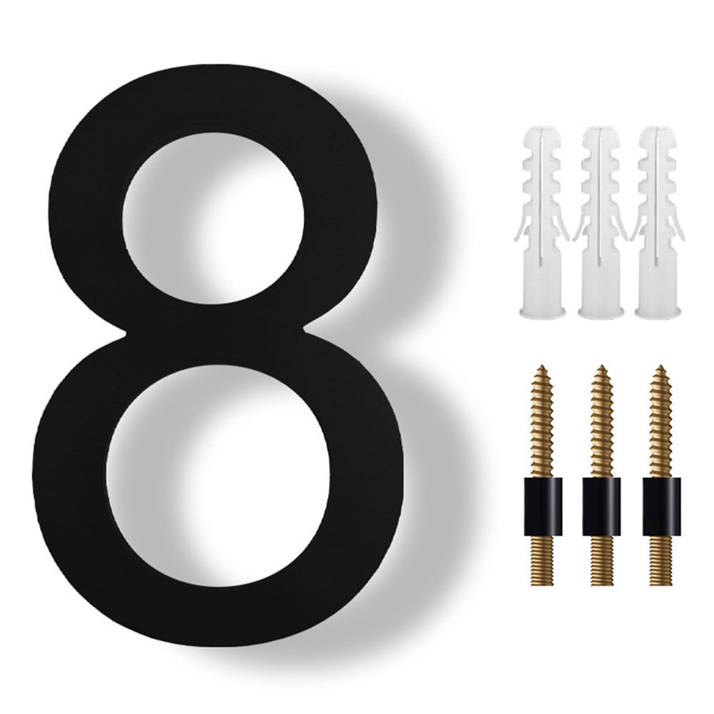 8 Inch Modern Floating House Numbers Large Black Shadow Home Address ...