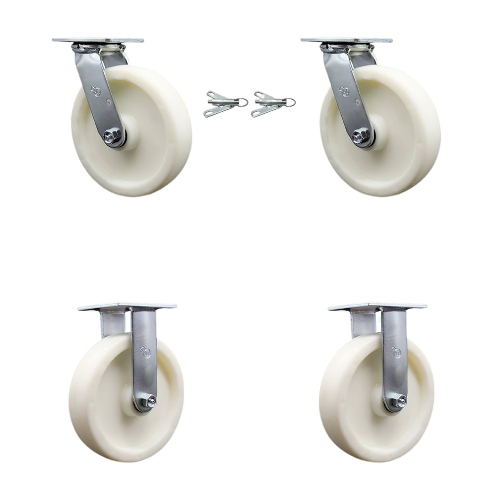 8 Inch Nylon Caster Set with Ball Bearings 2 Swivel Lock 2 Rigid ...