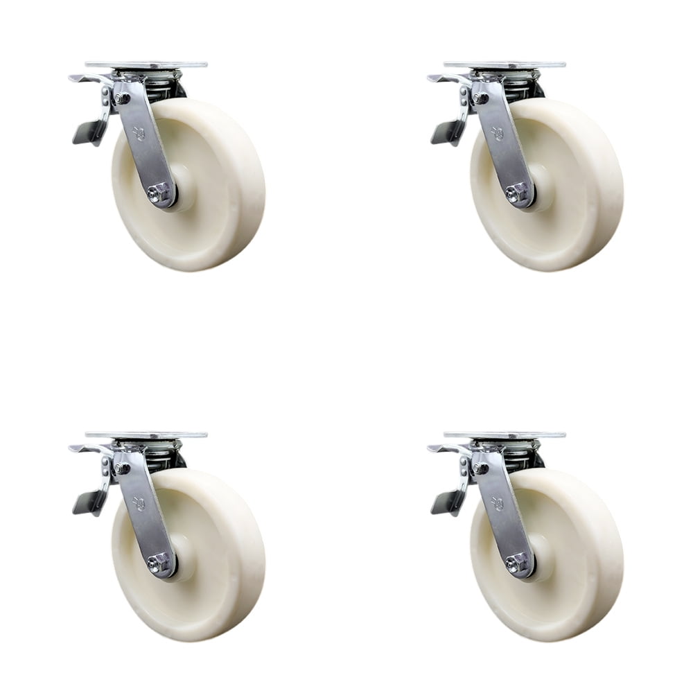 8 Inch Nylon Caster Set with Roller Bearing and Total Lock Brakes ...