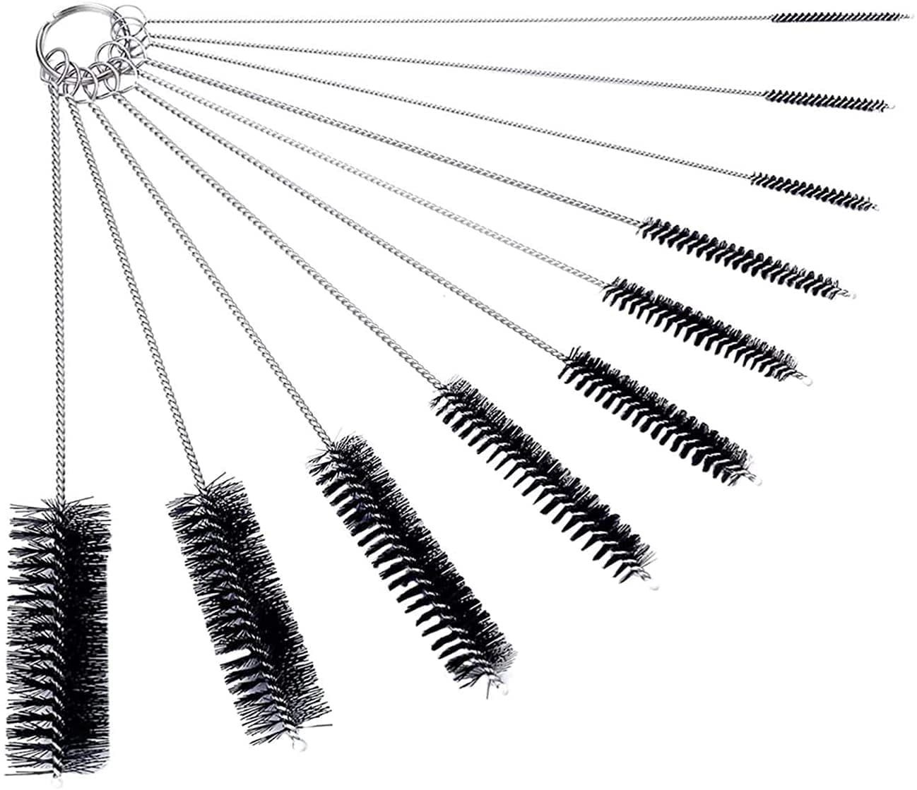8 Inch Nylon Tube Cleaner Brush Set, (Black Variety Pack) Long Straw ...