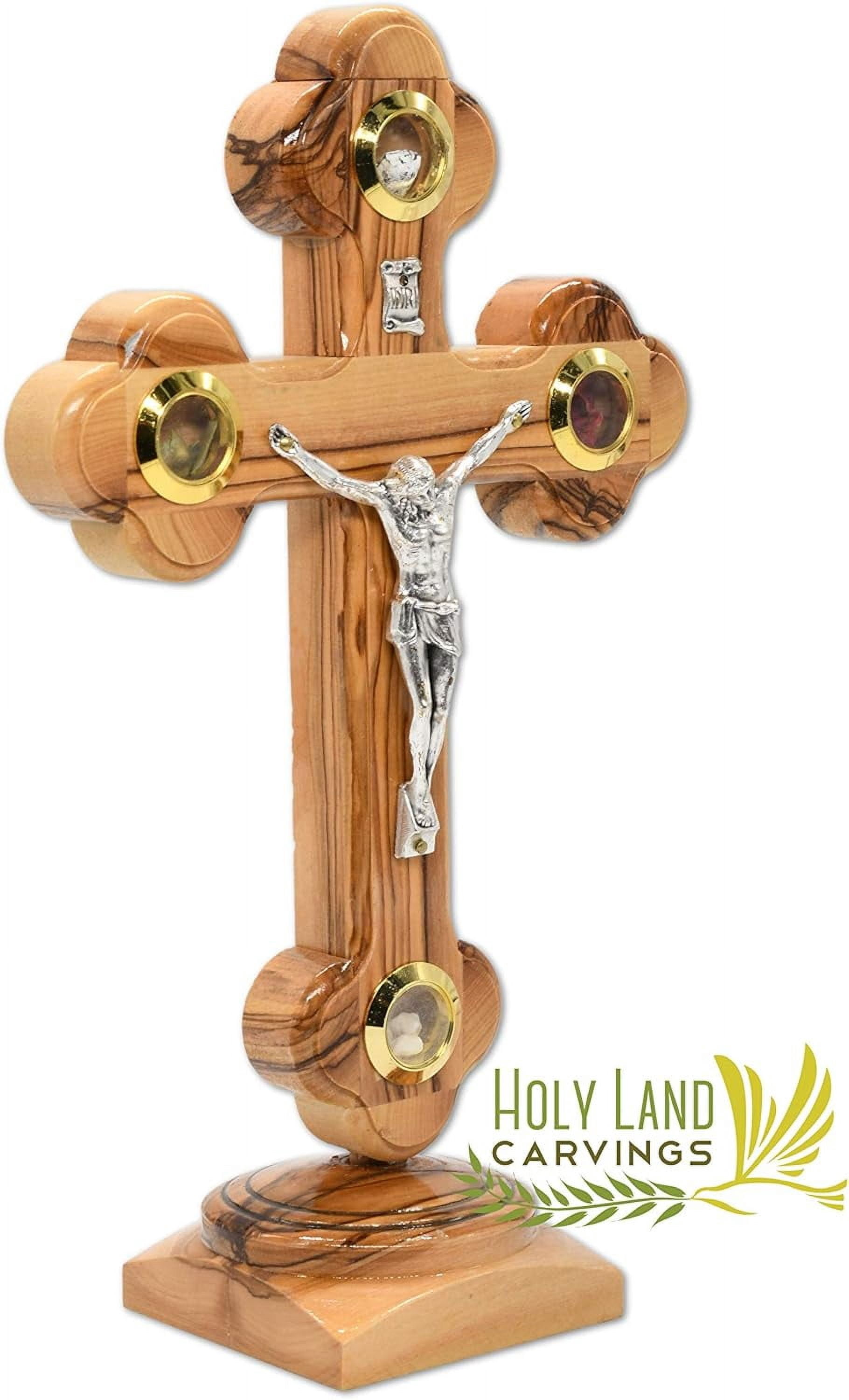 8 Inch Olive Wood Standing Cross Crucifix Made in the Holy Land - Home ...
