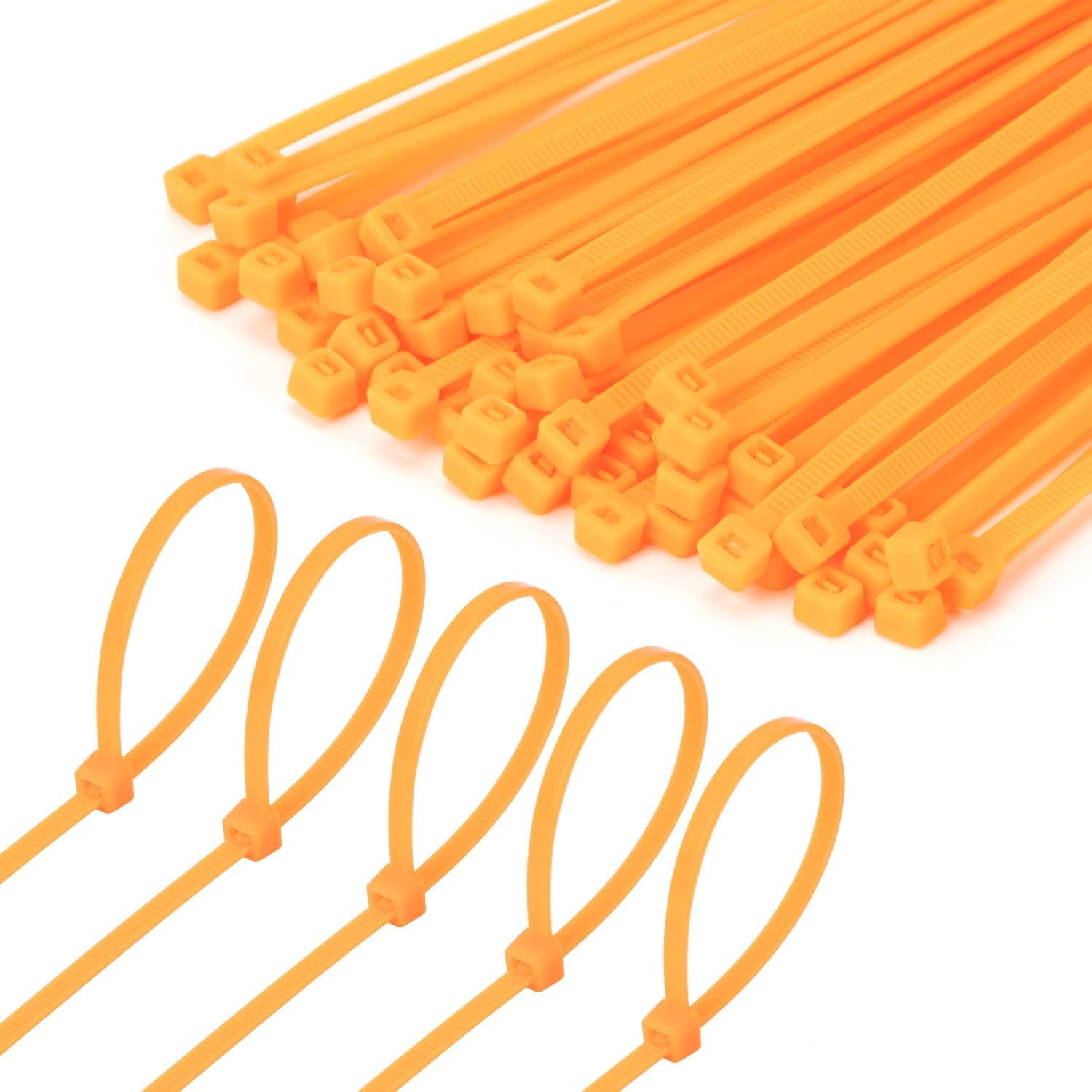 8 Inch Orange Zip Tie 1000 PCS, 40 Lbs - Small to Medium Zip Tie, Nylon PA66 UV Resistant Cable ...