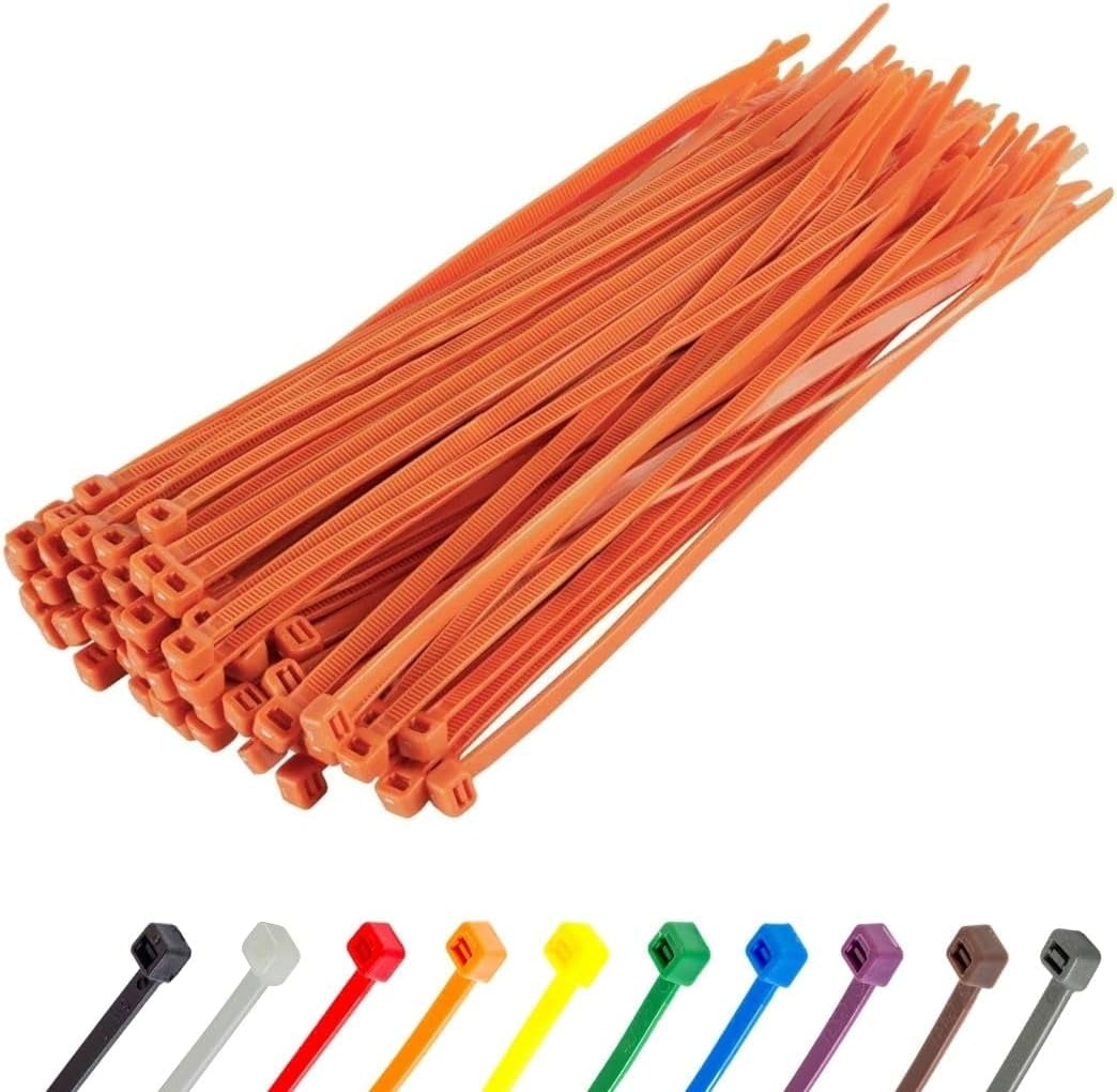 8 Inch Orange Zip Ties, 100 Pack, 50lb Strength, UV Resistant Strong ...