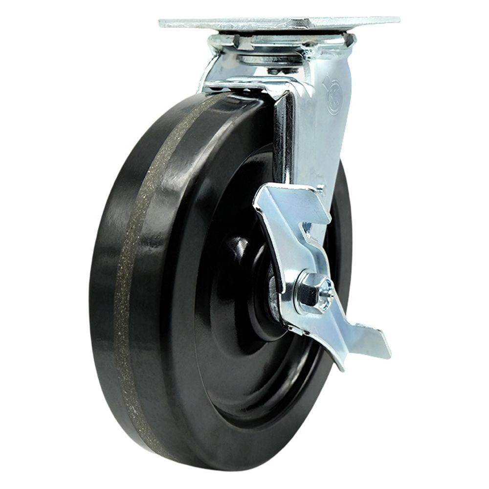 8 Inch Phenolic Swivel Caster with Roller Bearing and Brake Service ...