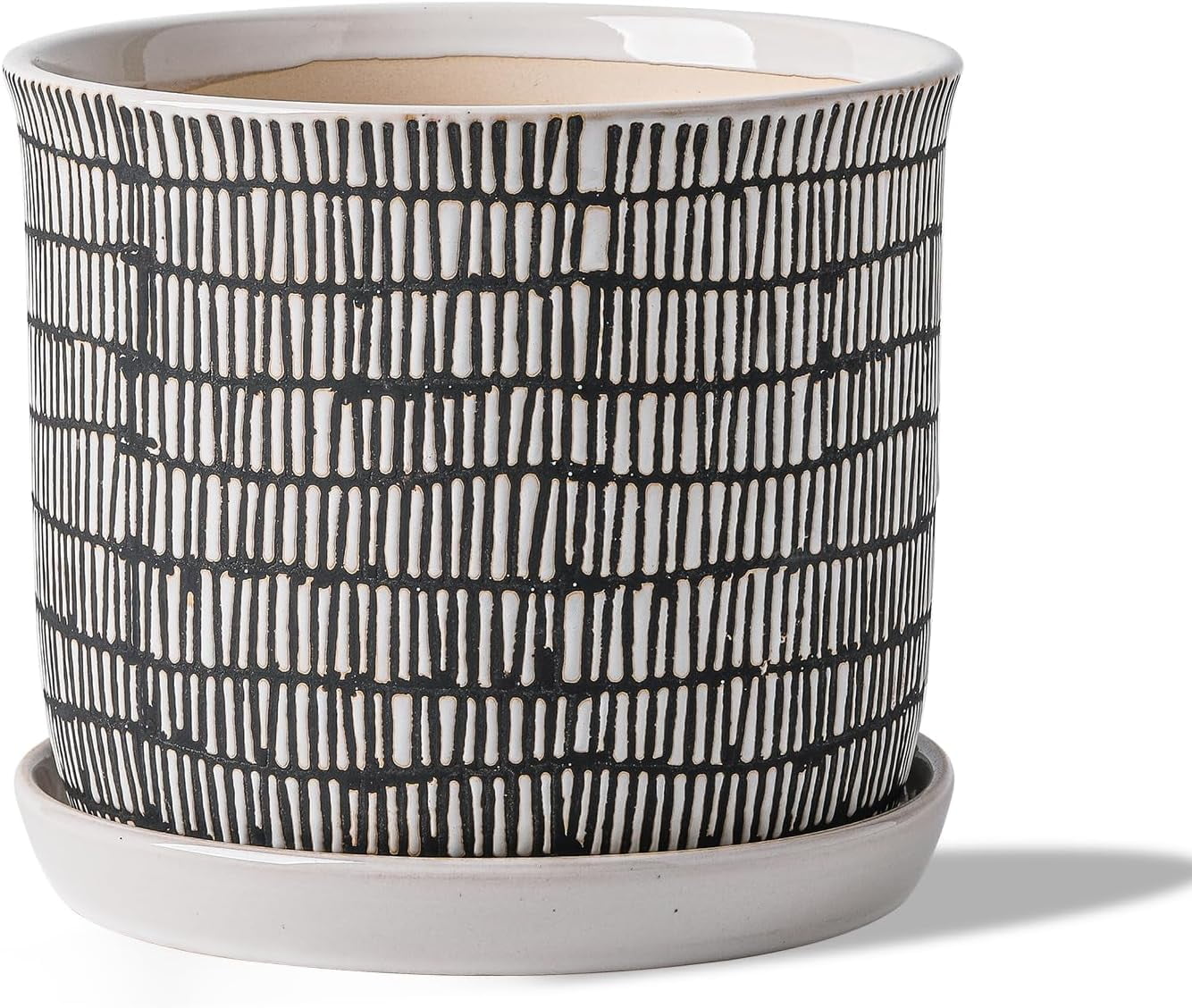8 Inch Plant Pot: Ceramic Planter with Drainage Hole & Saucer for ...