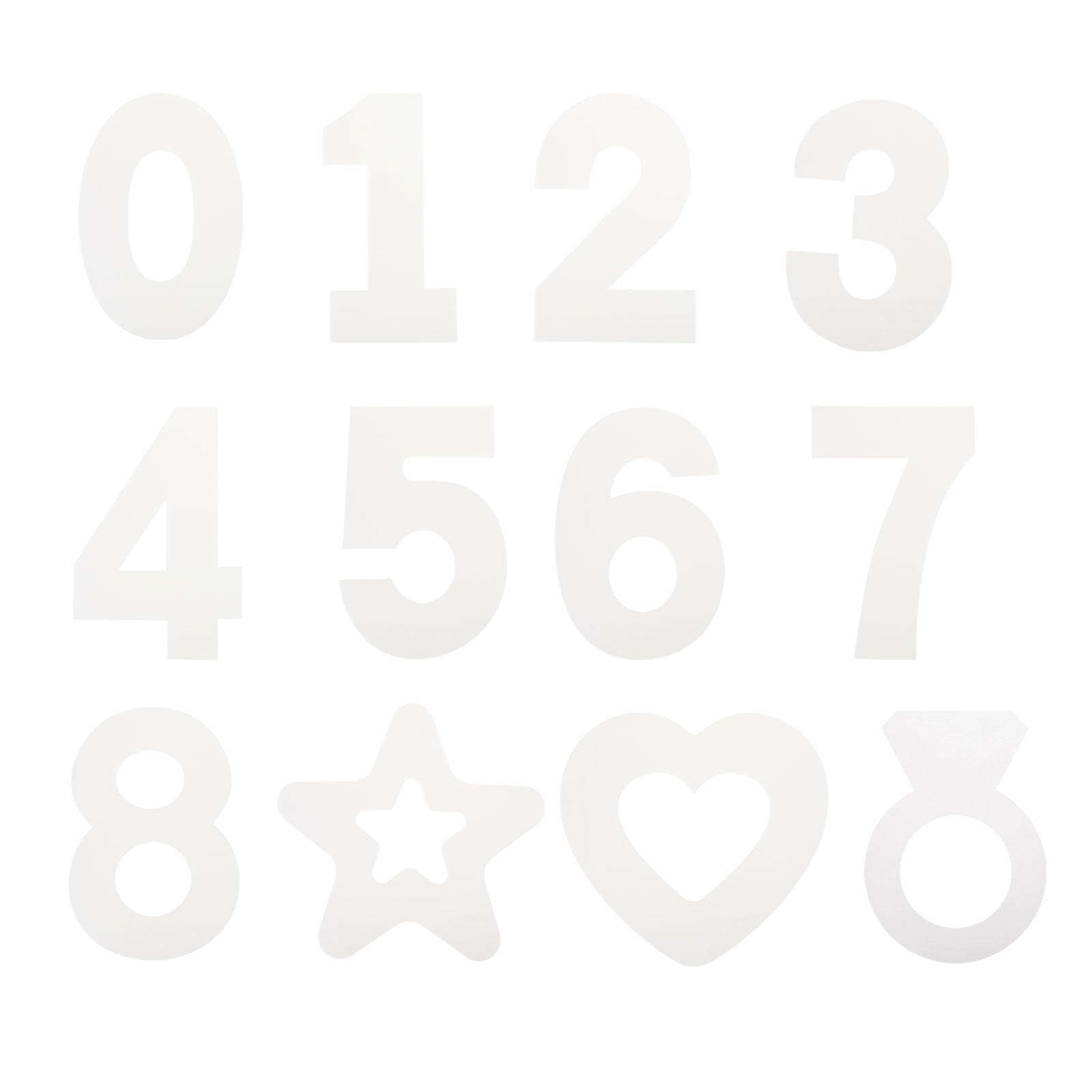 8 Inch Plastic Number Stencils with Star and Heart Ring Digital ...