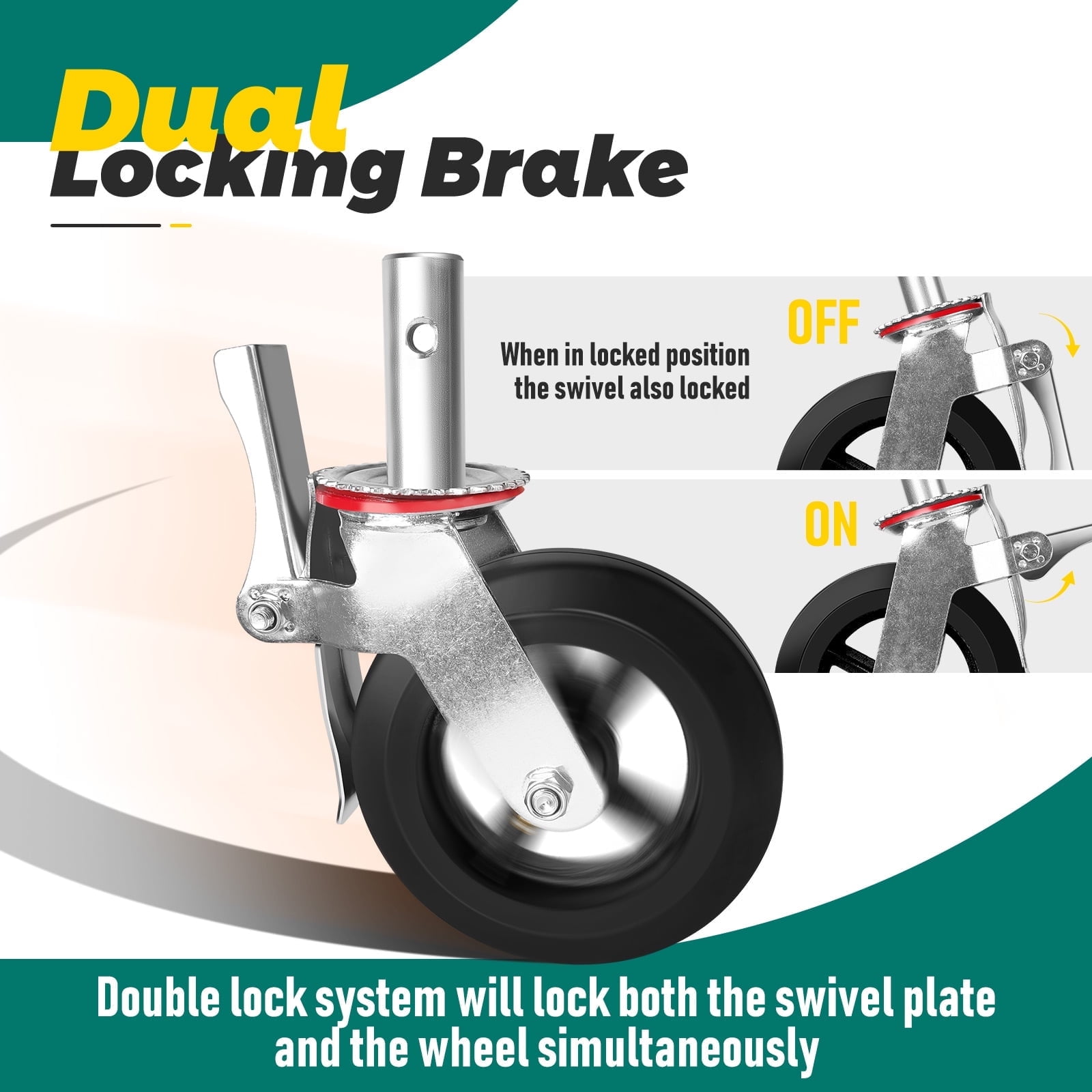 8 - Inch Pneumatic Casters (2 Swivel/2 Rigid) - Heavy Duty, 1100 LBS ...