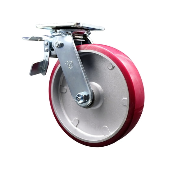 8 Inch Poly on Aluminum Swivel Caster with Roller Bearing and Total ...