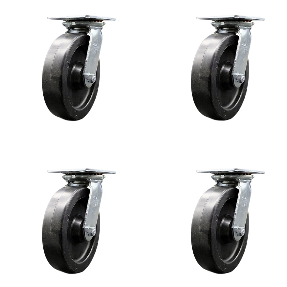 8 Inch Polyolefin Caster Set with Roller Bearings and Swivel Locks SCC ...