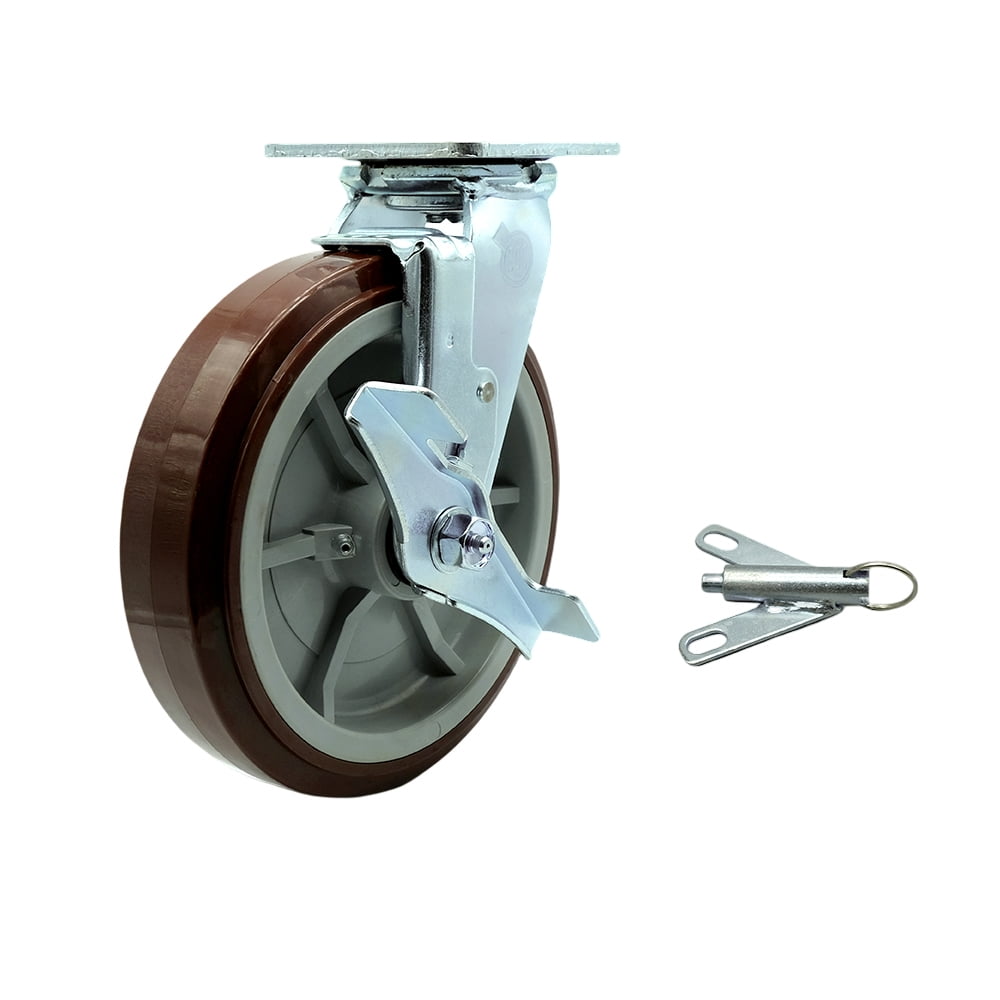 8 Inch Polyurethane Caster with Roller Bearing and Brake/Swivel Lock ...
