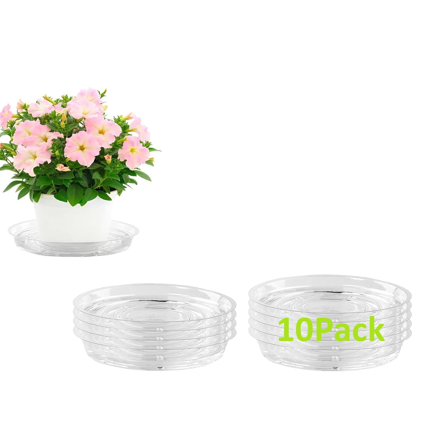 8 Inch Pot Saucer, GoXteam Potted Clear Saucer Pack of 10 for Plants in ...