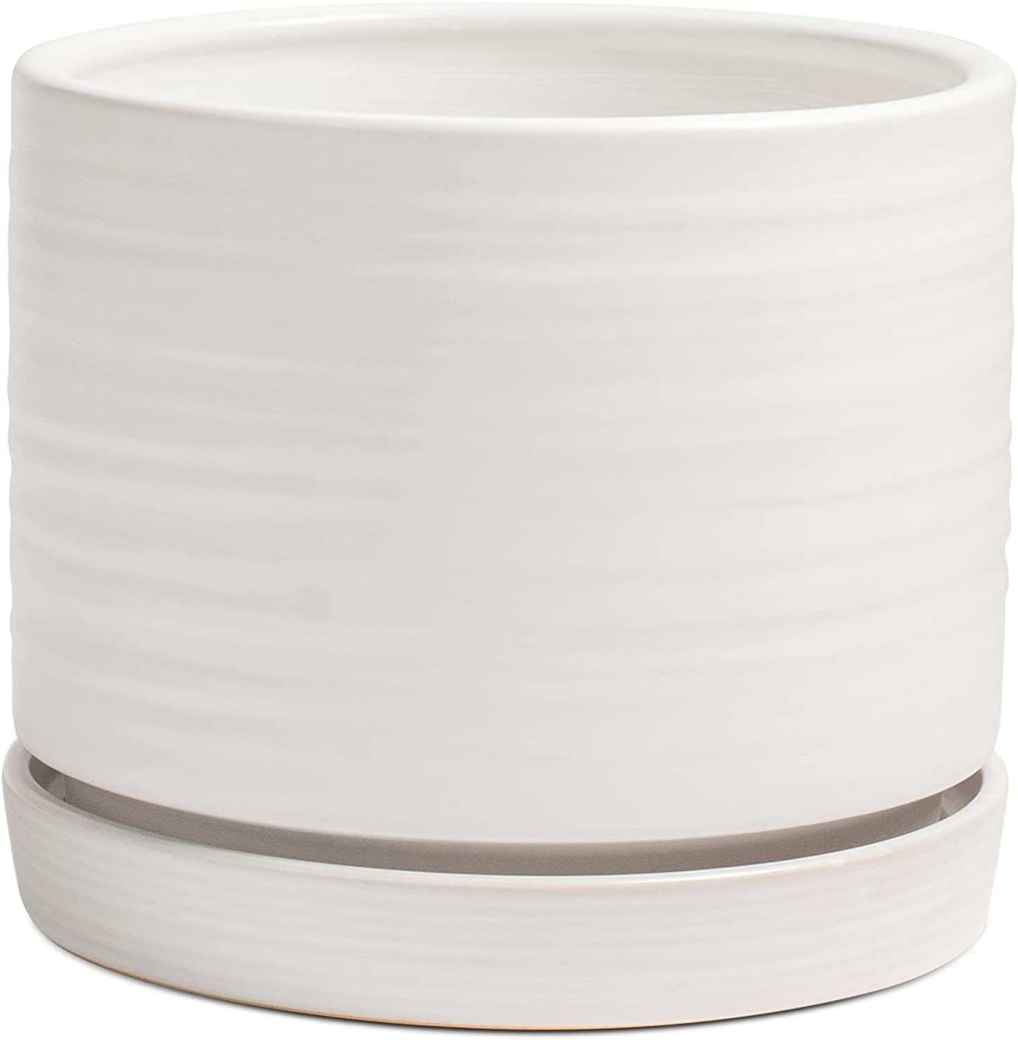 8 Inch Pots for Plants, Ceramic Planter Pot with Drainage Hole & Saucer ...